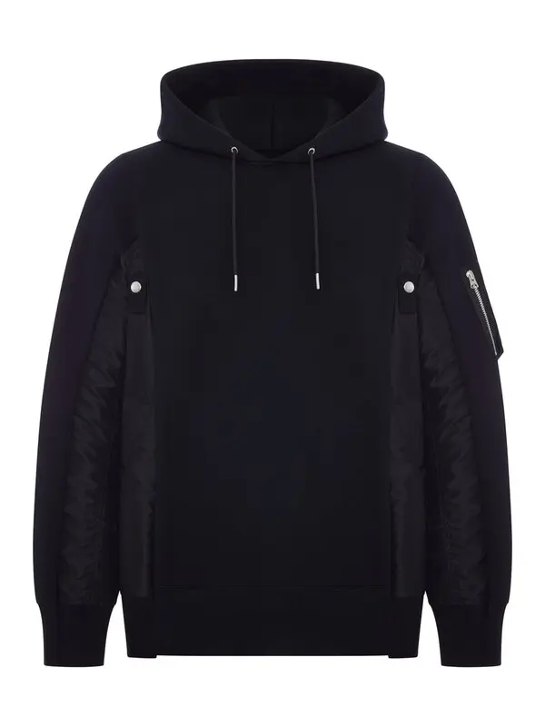 Sacai Cotton And Nylon Hoodie - Black