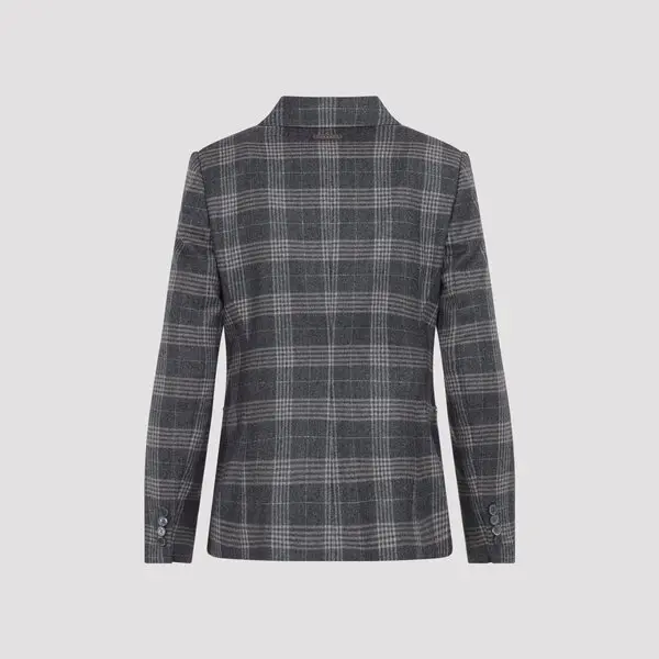 Peserico Checked Wool Blend Blazer