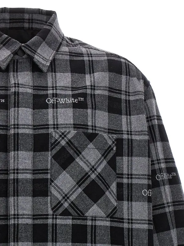 Off-White Check Flannel Padded' Jacket - Gray