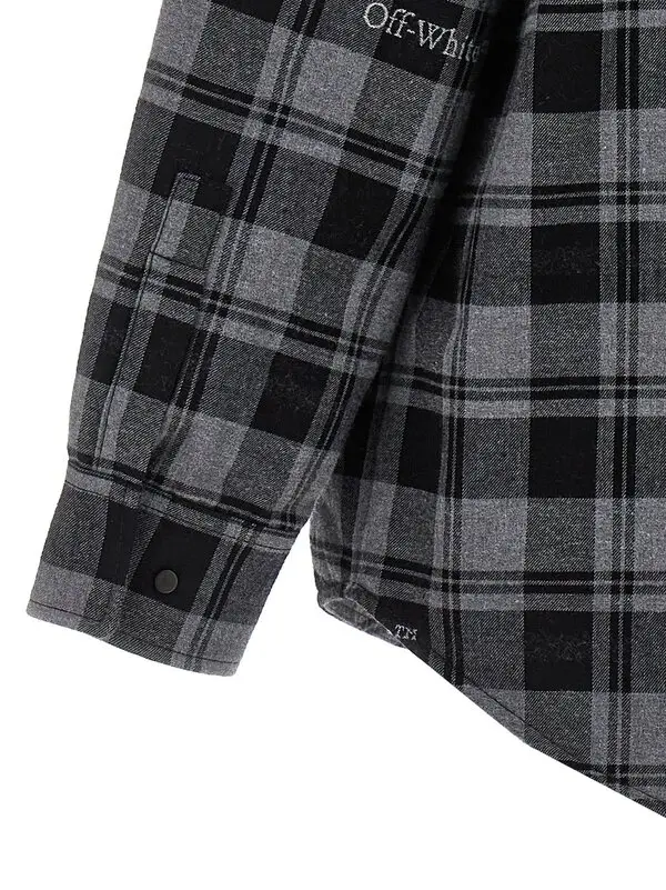 Off-White Check Flannel Padded' Jacket - Gray