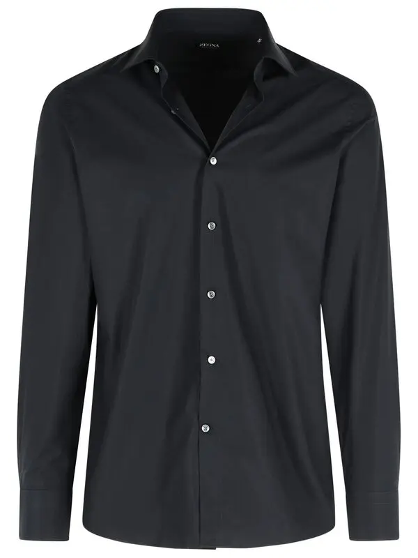 Zegna Trofeo' Dark Cotton Shirt - Blue
