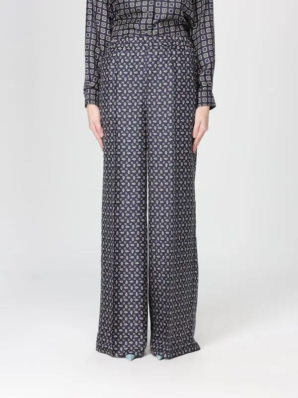Max Mara Paisley Silk Trousers - Blue