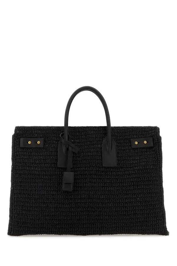 Saint Laurent Raffia Medium Sac De Jour Shopping Bag - Black