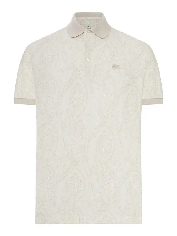 Etro Cotton Polo Shirt With Arnica Pattern - Cream