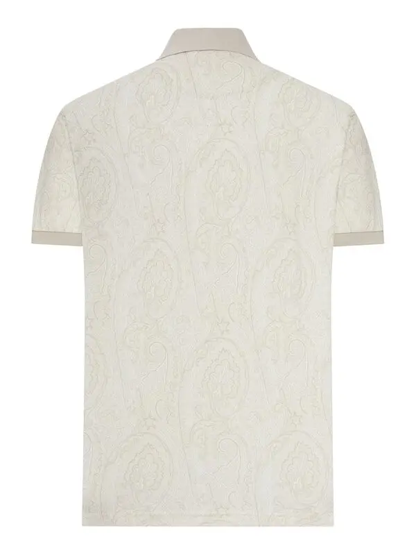 Etro Cotton Polo Shirt With Arnica Pattern - Cream