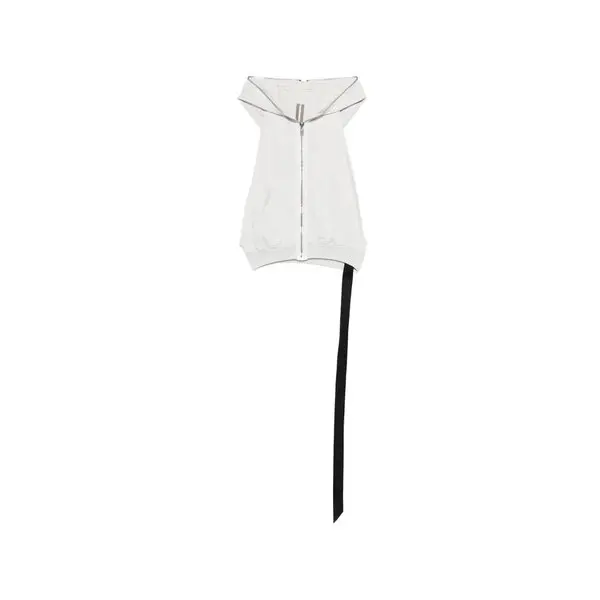 Rick Owens Cotton Zip-up Hooded Top - Cream