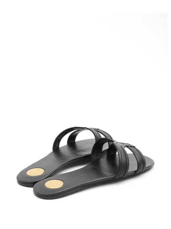 Saint Laurent Mabrouka Leather Flat Sandals - Multicolor