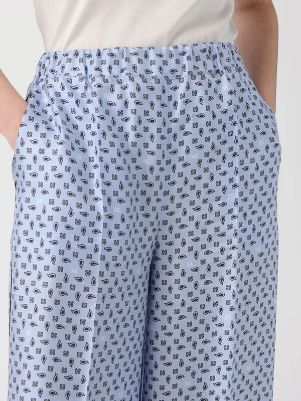 Max Mara Paisley Silk Trousers - Blue