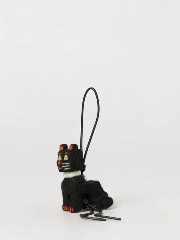 Loewe Futurist Cat Animal-shaped Keychain In Wool Felt - Black