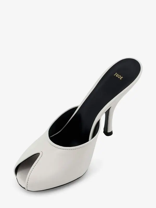 JUDE Leather Date Mule Sandals - White