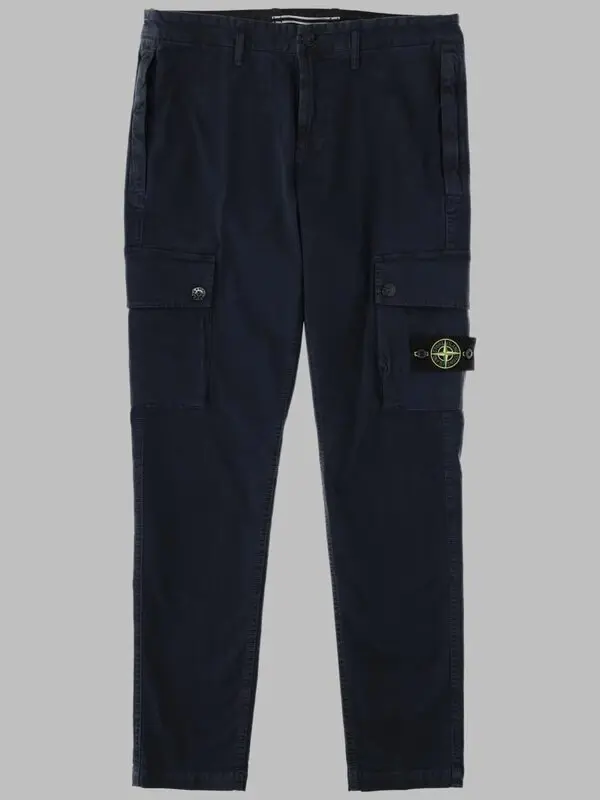 Stone Island Logo Patch Cargo Jeans - Blue