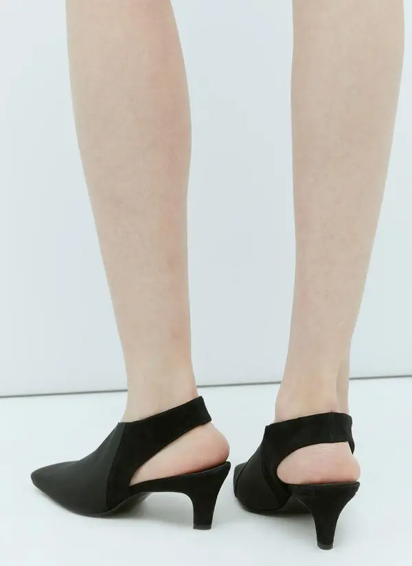 TOTEME Mid Heel Elastic Slingback Pumps - Black