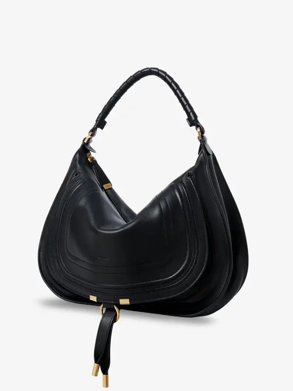 Chloé Marcie Medium Leather Shoulder Bag - Black
