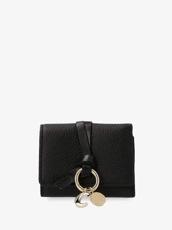 Chloé Mini Alphabet Trifold Leather Wallet - Black