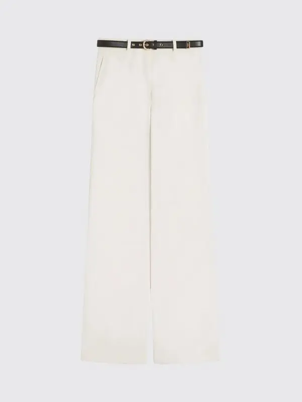 Max Mara Belted Polyester Trousers - Cream