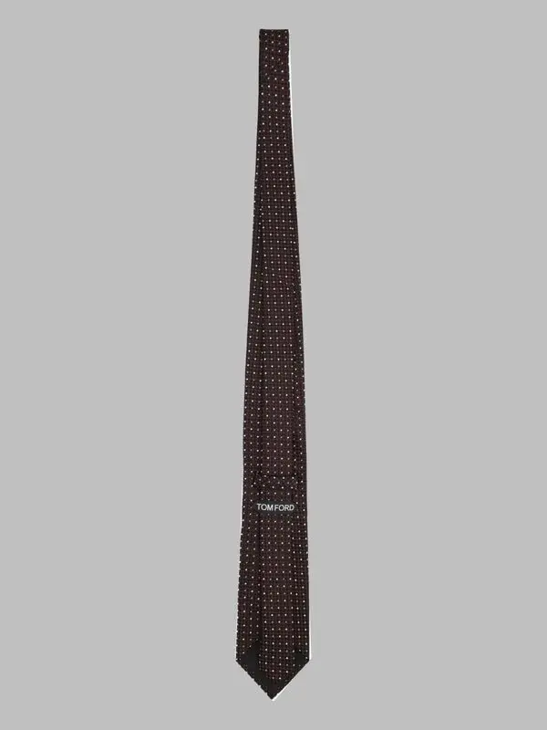 TOM FORD Cravatta In Jacquard Di Seta 8 Cm - Brown