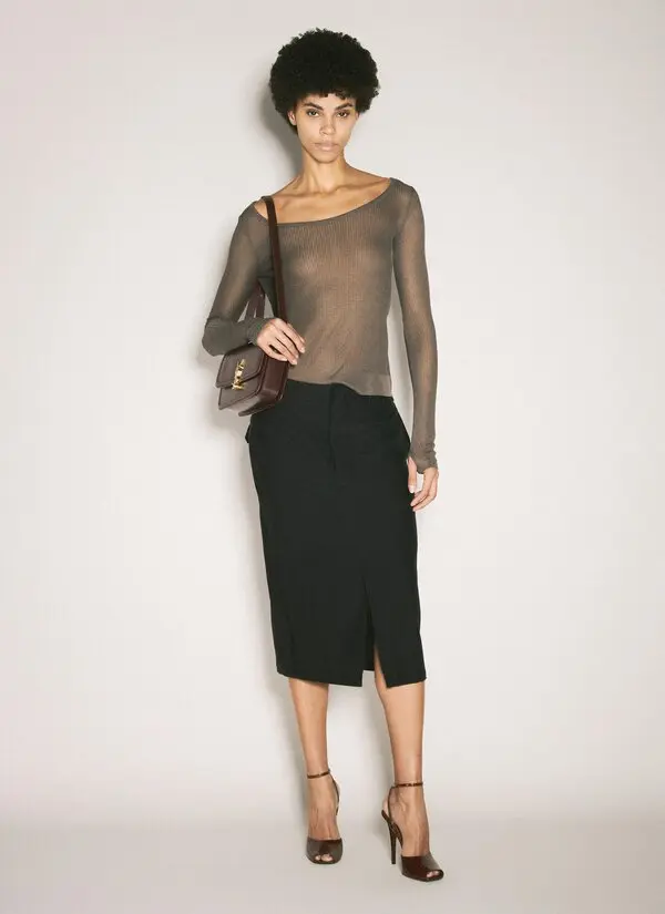 Saint Laurent Silk Pencil Skirt
