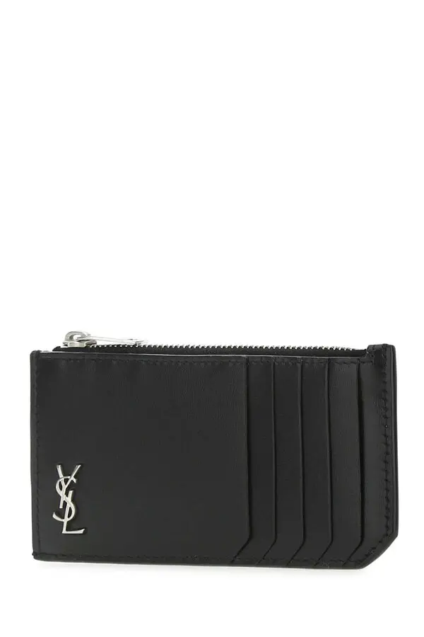 Saint Laurent Leather Card Holder - Black