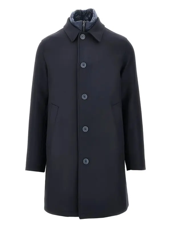 Herno Single-breasted Padded Coat - Blue