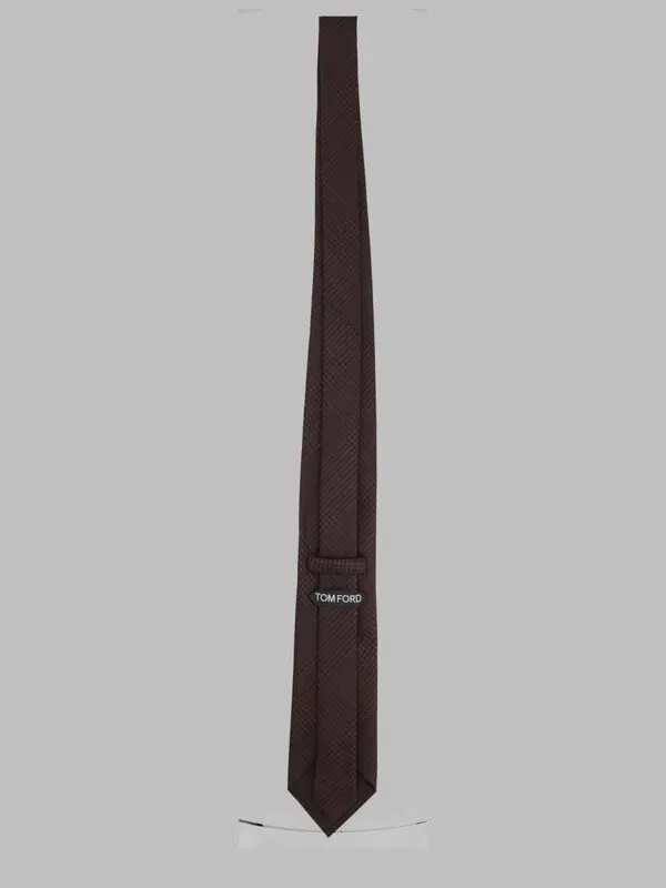 TOM FORD Cravatta In Jacquard Di Seta 8 Cm - Brown