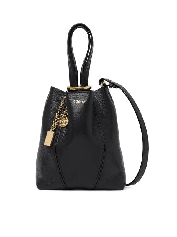 Chloé Spin Small Tote Bag In Grainy Leather - Black