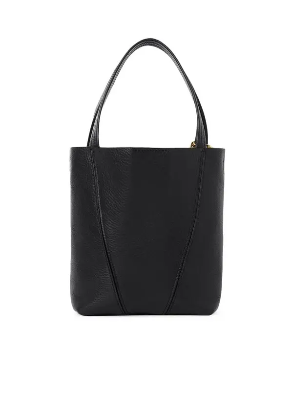 Chloé Spin Small Tote Bag In Grainy Leather - Black