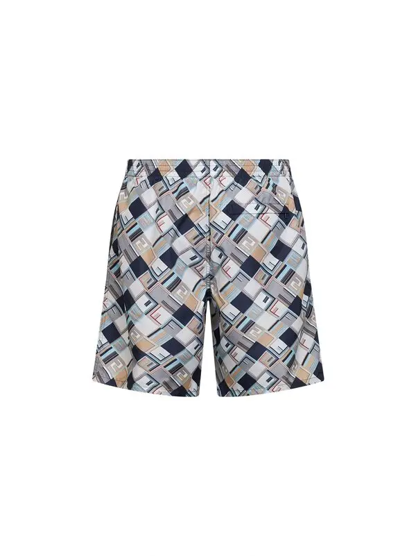 Fendi Ff Check-pattern Nylon Swim Shorts - Multicolor