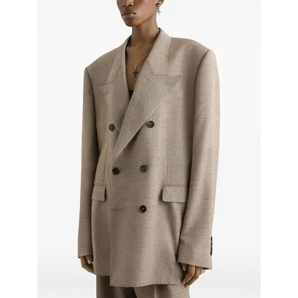 Dolce & Gabbana Oversized Linen-blend Double-breasted Jacket - Cream