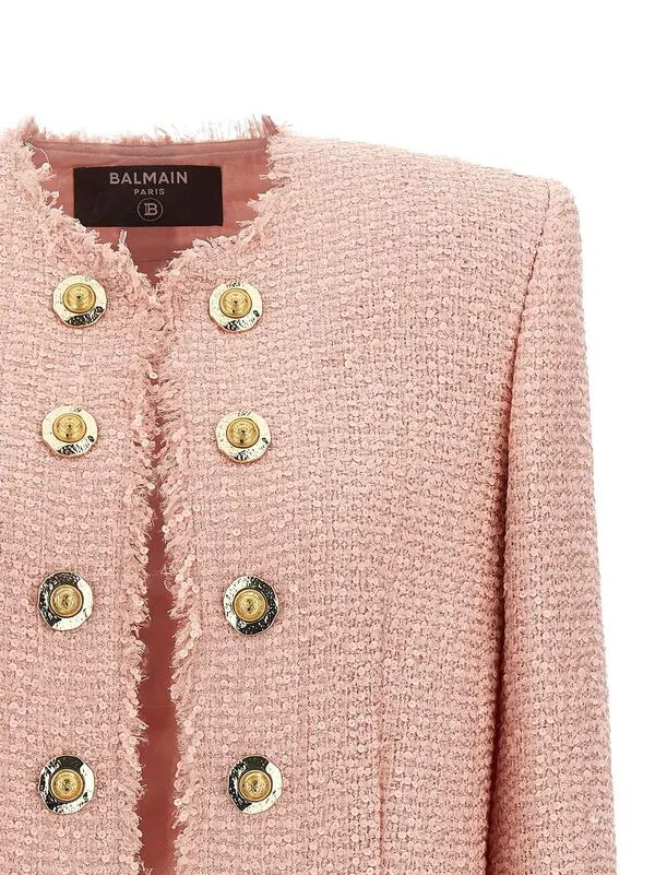 Balmain Sequin Tweed Blazer - Pink