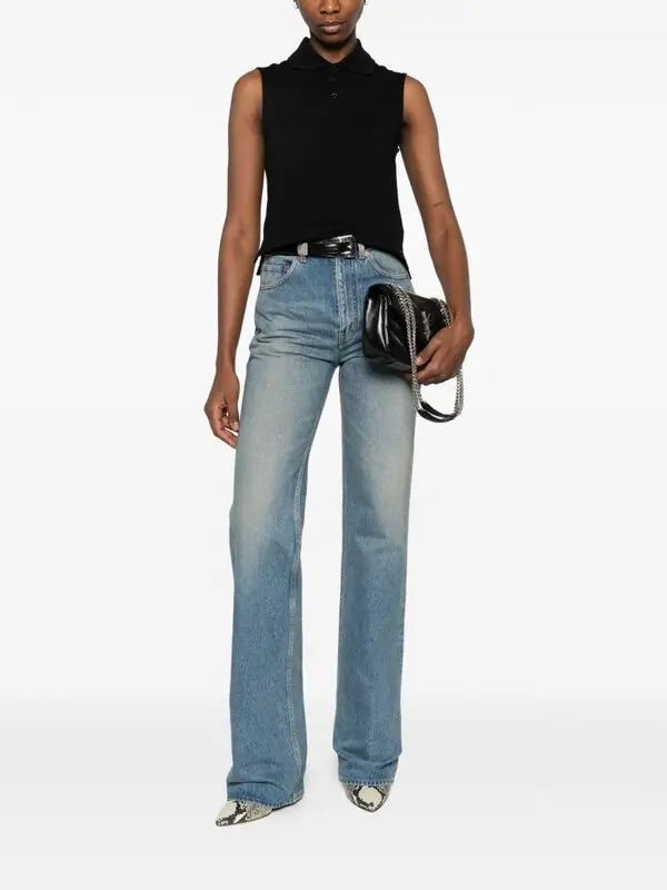 Saint Laurent Cotton Sleeveless Polo Shirt - Multicolor