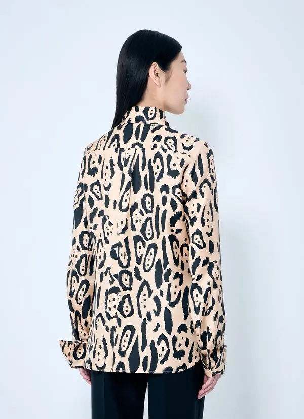 Sportmax Animal-print Silk Twill Shirt - Cream