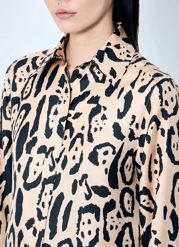 Sportmax Animal-print Silk Twill Shirt - Cream