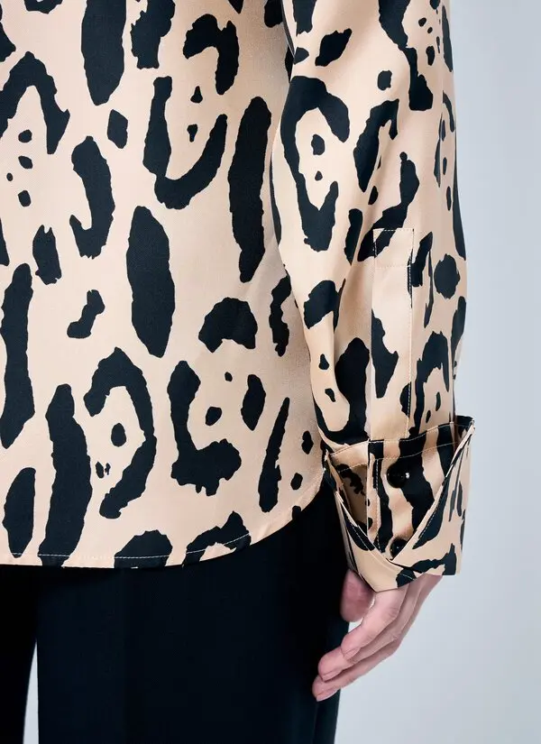 Sportmax Animal-print Silk Twill Shirt - Cream