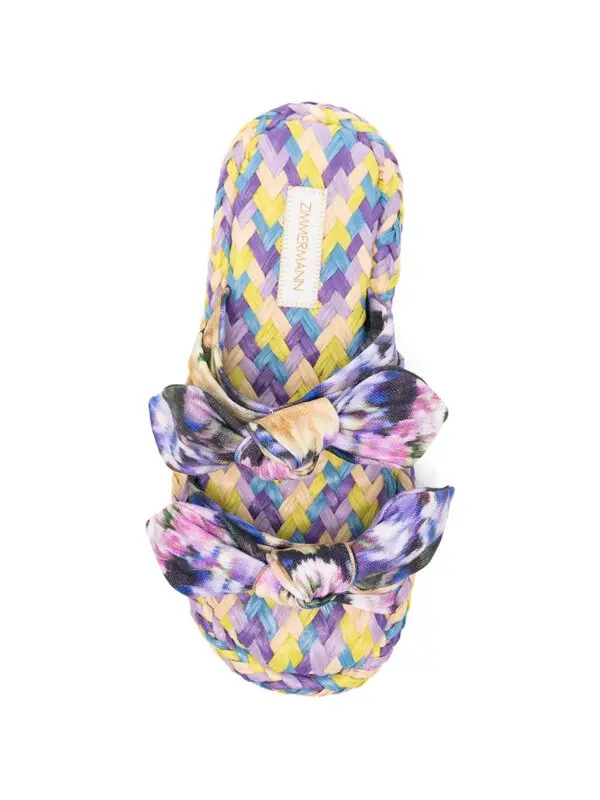 Zimmermann Carousel Linen Flat Sandals