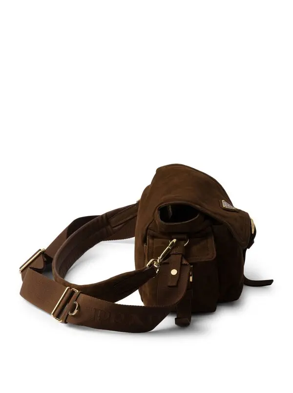 Prada Explore Medium Suede Shoulder Bag