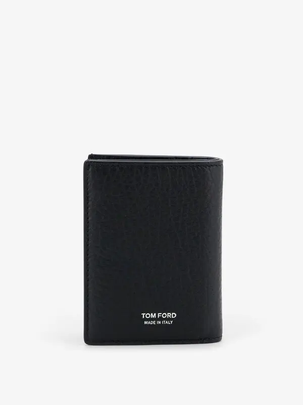 TOM FORD Leather Card Holder With Embossed Logo - Black