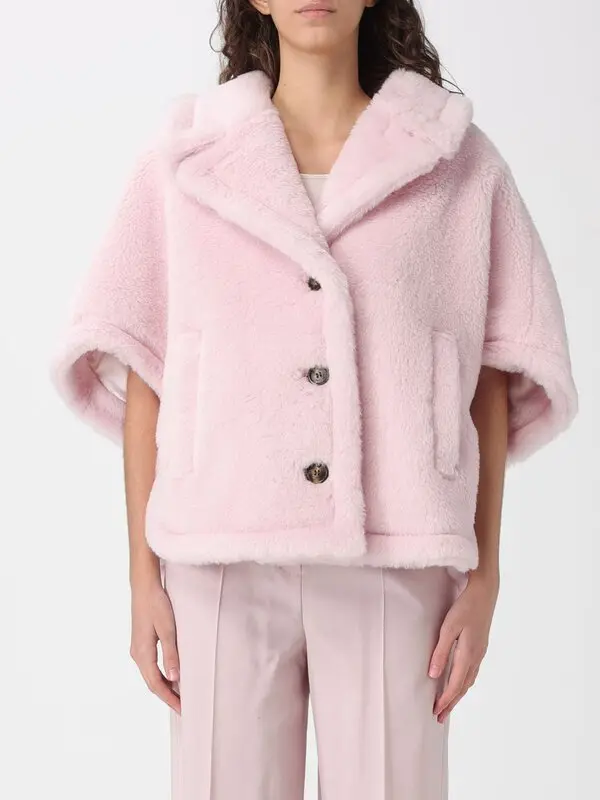 Max Mara Teddy Coat In Faux Fur - Pink