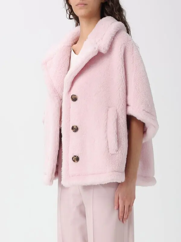Max Mara Teddy Coat In Faux Fur - Pink