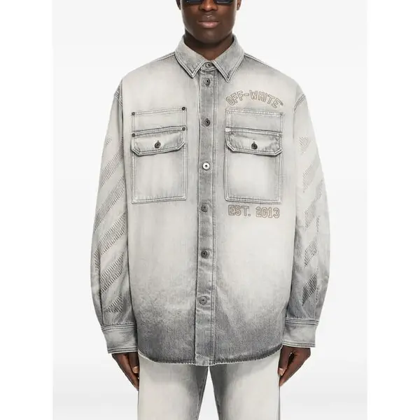 Off-White Grey Jackets Shirt Jackets - Gray