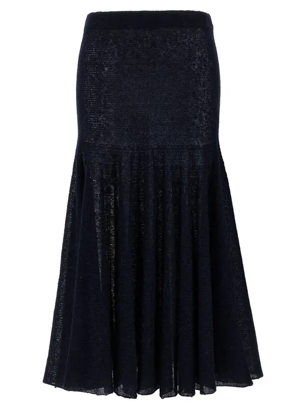 Magda Butrym Wool Blend Knit Maxi Skirt - Blue