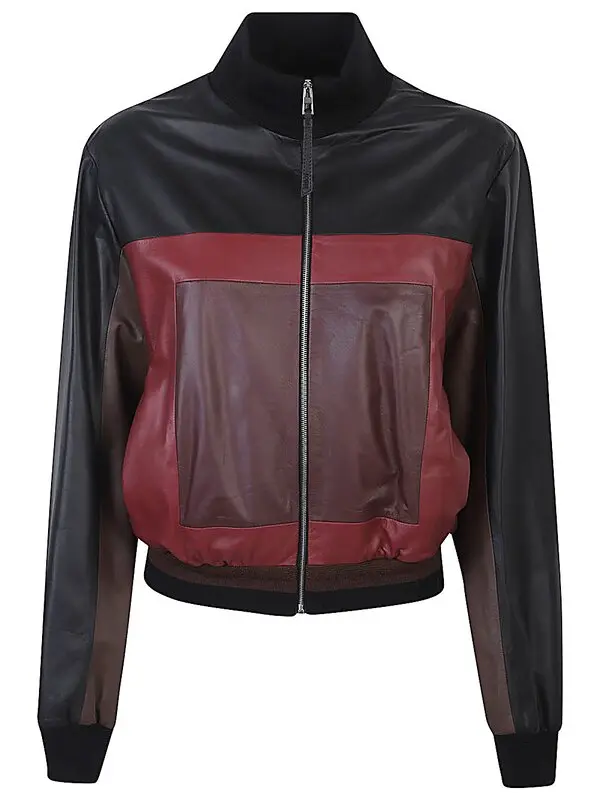 Loewe Leather Cropped Jacket - Multicolor