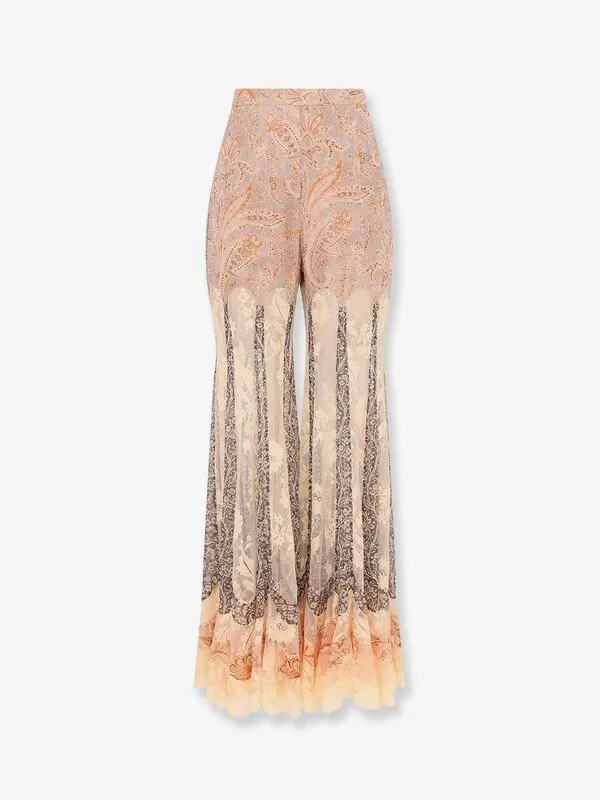 Zimmermann Valiant Panelled Flare Silk Trousers - Multicolor