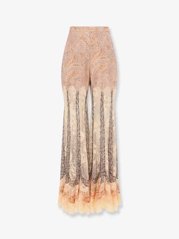 Zimmermann Valiant Panelled Flare Silk Trousers - Multicolor