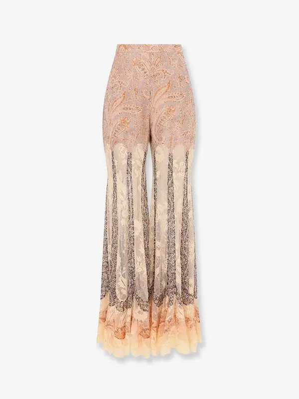 Zimmermann Valiant Panelled Flare Silk Trousers - Multicolor