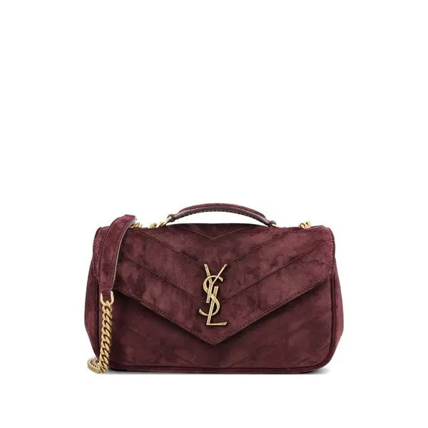 Saint Laurent Calf Suede Chevron Stitching Shoulder Bag - Purple