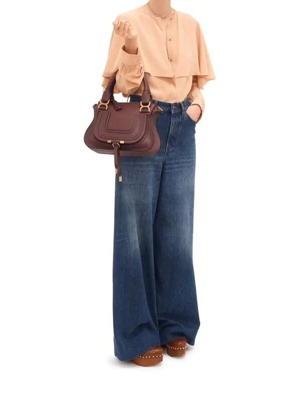 Chloé Small Mercie Bag In Granate Leather