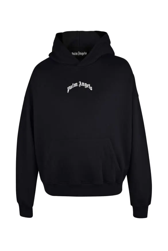 Palm Angels Printed Cotton Hoodie - Black