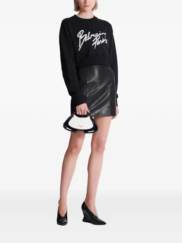Balmain Logo Cropped Sweatshirt