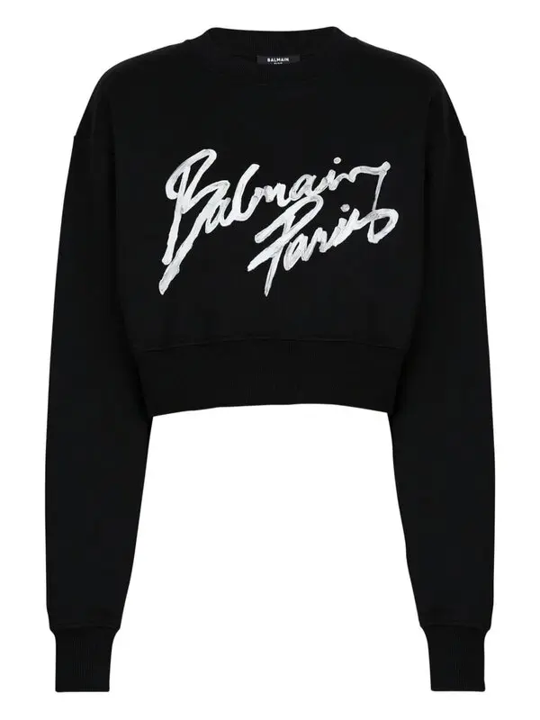 Balmain Logo Cropped Sweatshirt - Multicolor