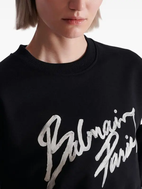 Balmain Logo Cropped Sweatshirt - Multicolor